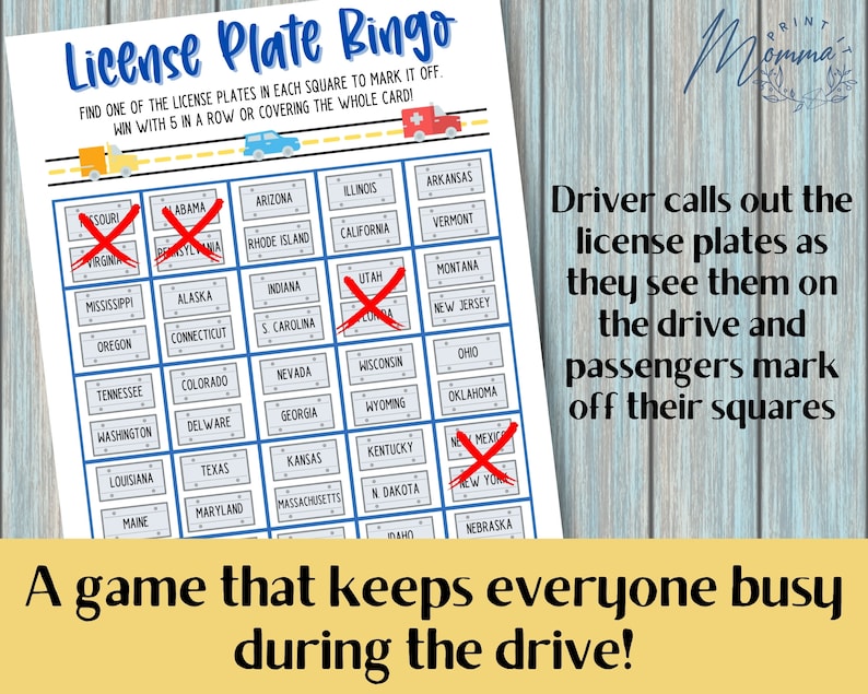 License Plate Bingo Car Game Printable | Bingo Travel Activity Digital ...