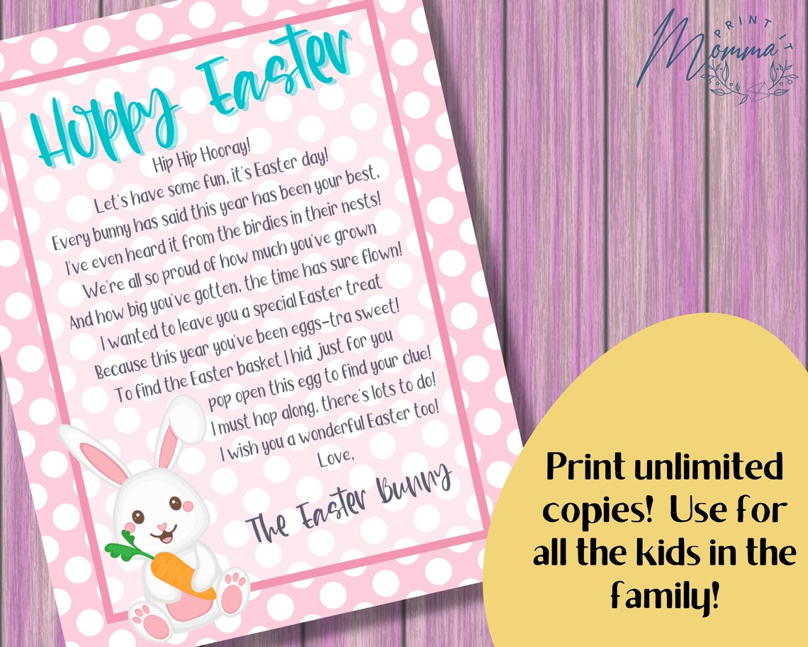 Easter Bunny Basket Letter and Clues Printable Easter Basket - Etsy