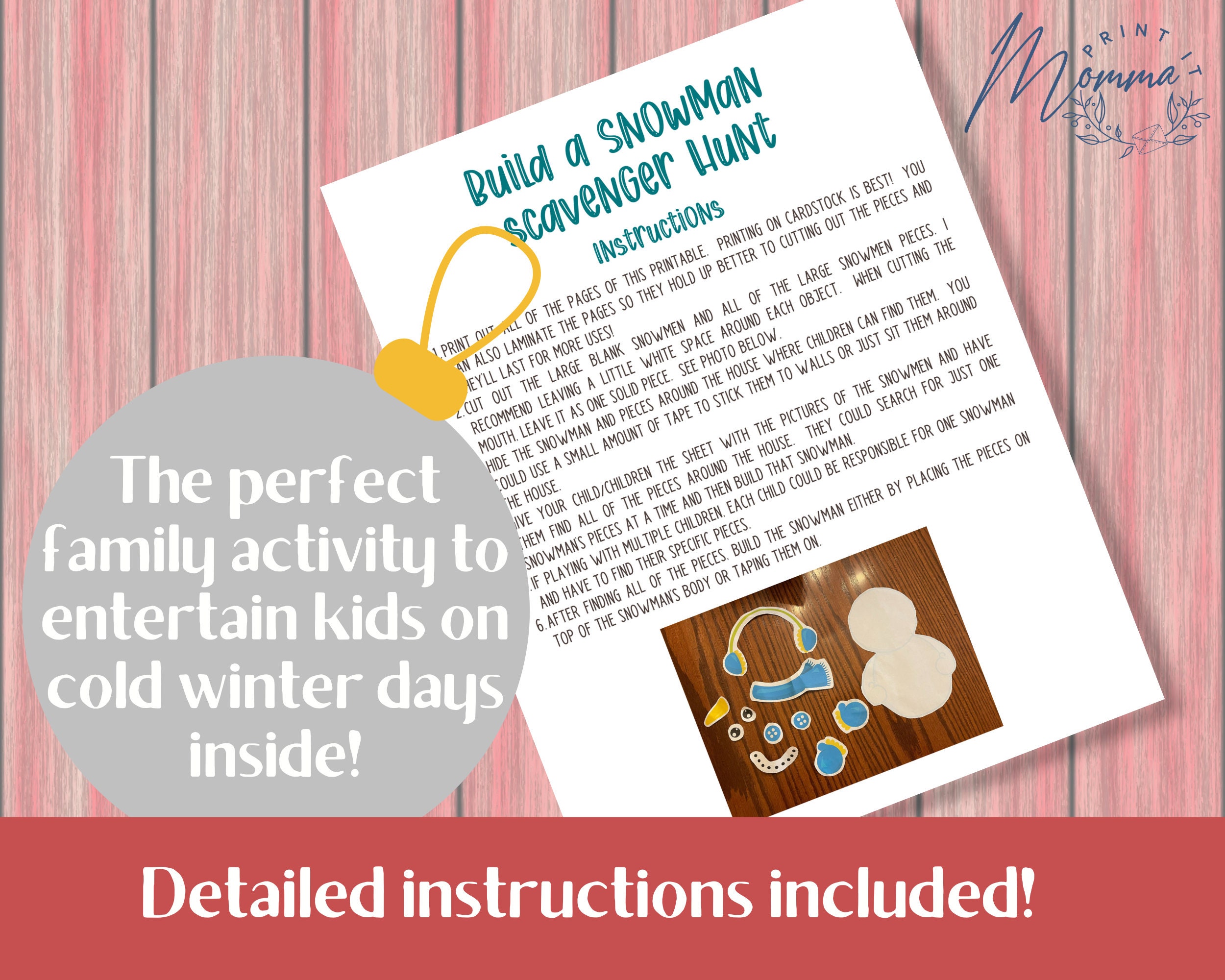 Build a Snowman Game Printable Snowman Scavenger Hunt Digital Download ...