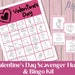 Valentine's Day Bingo Kit Printable Kid's Valentine's Day Scavenger ...