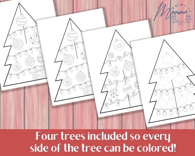 3D Paper Christmas Tree Coloring Activity Printable Kids DIY Christmas ...