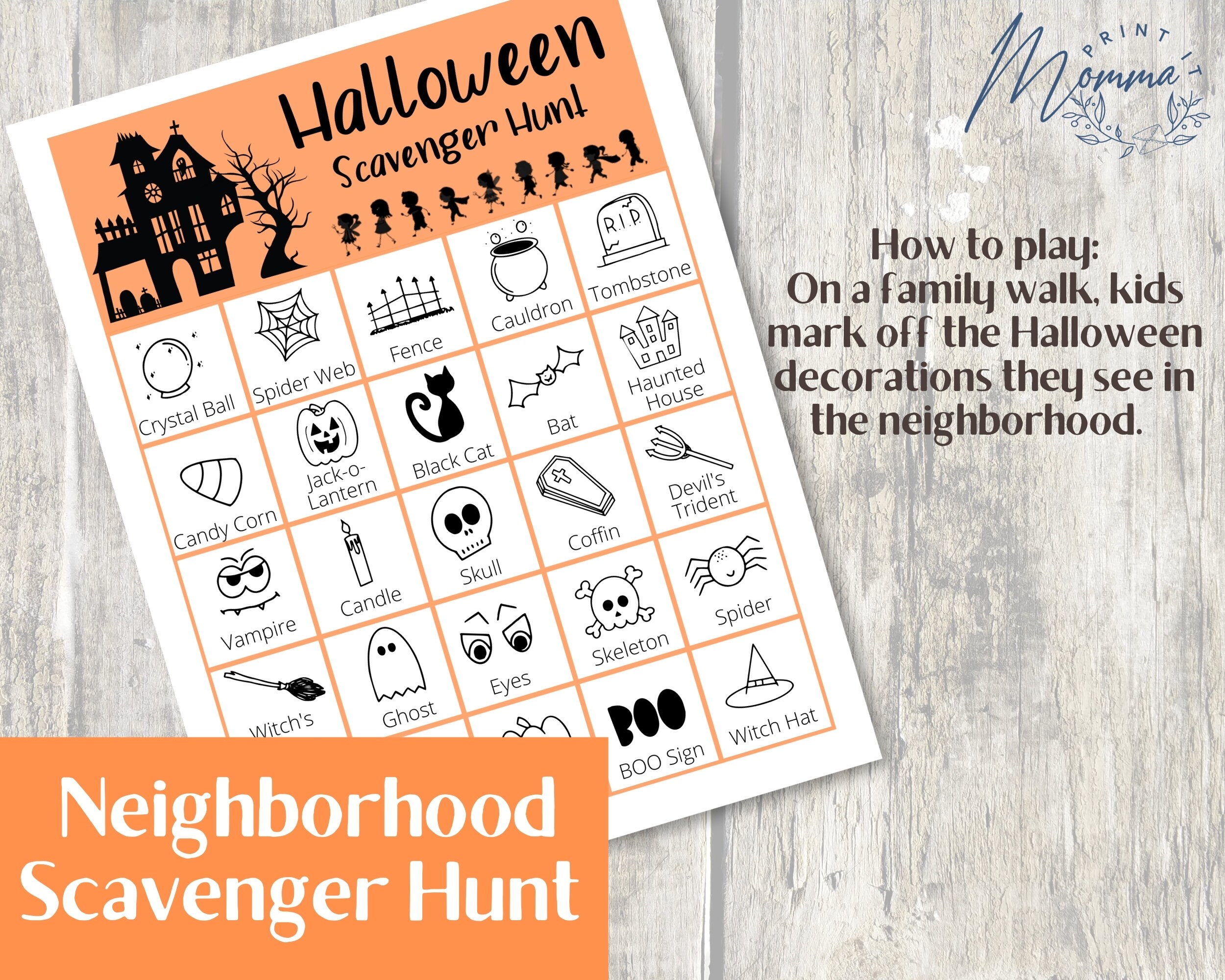 Halloween Scavenger Hunt Printable | Halloween Bingo Cards Digital ...