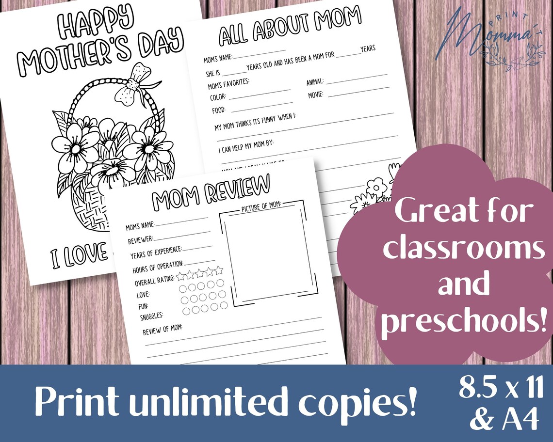 Mother's Day Activity Pages Printable Mother's Day - Etsy
