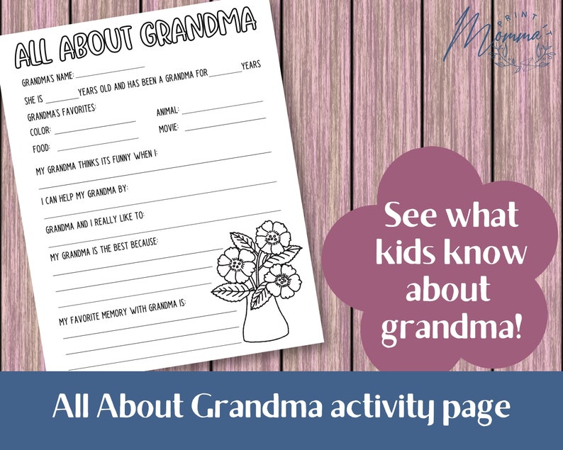 Mother's Day Grandma Activity Pages Printable | Mother's Day Kids ...