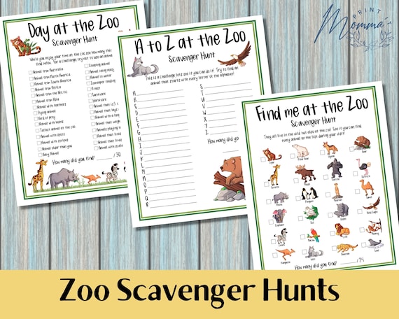 Zoo Scavenger Hunt Bundle Printable Family Zoo Trip Activity | Etsy