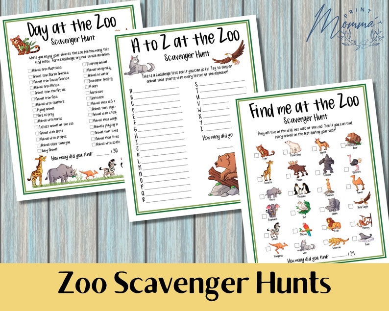 Zoo Scavenger Hunt Bundle Printable Family Zoo Trip Activity | Etsy