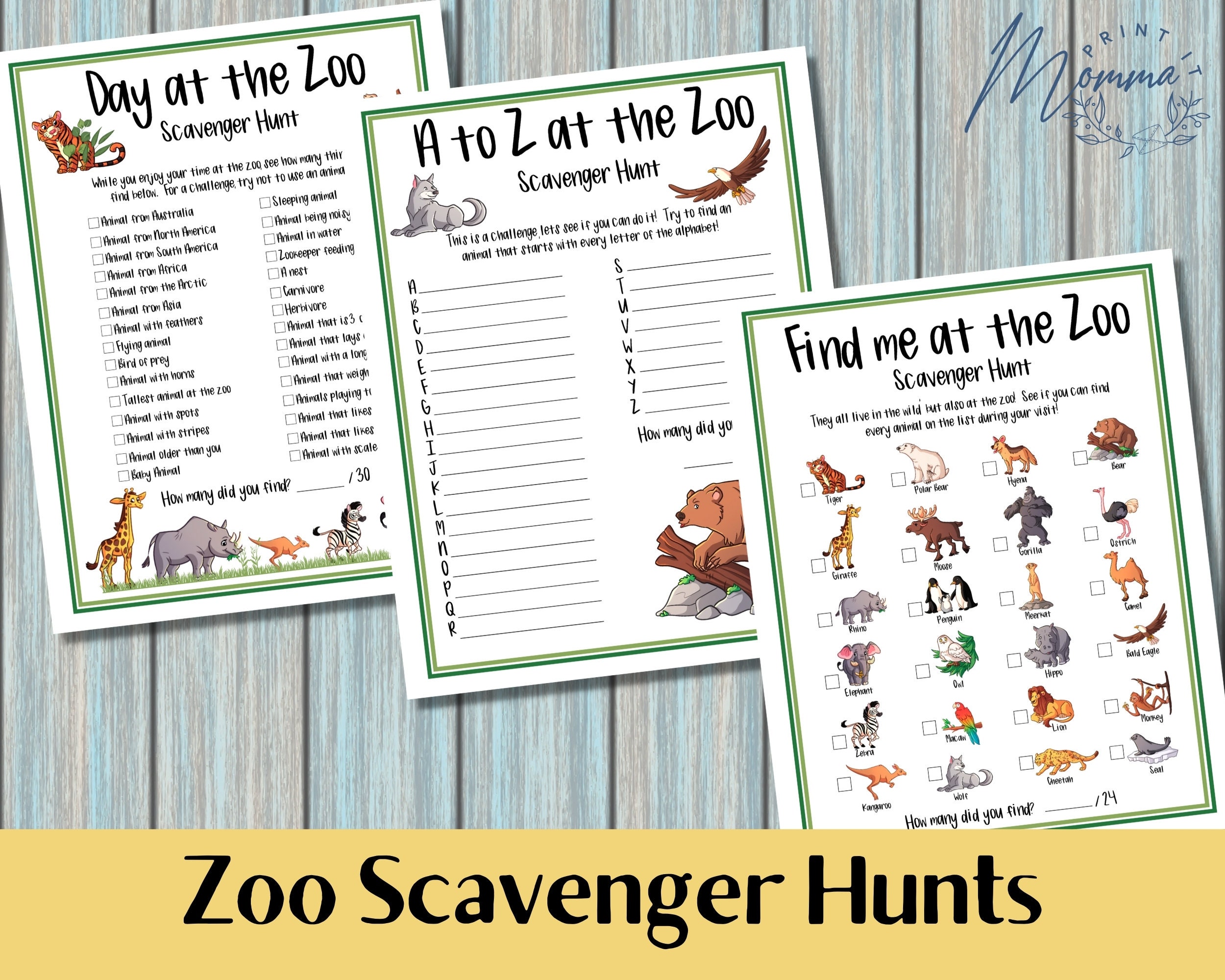 Zoo Scavenger Hunt Bundle Printable Family Zoo Trip Activity - Etsy Canada