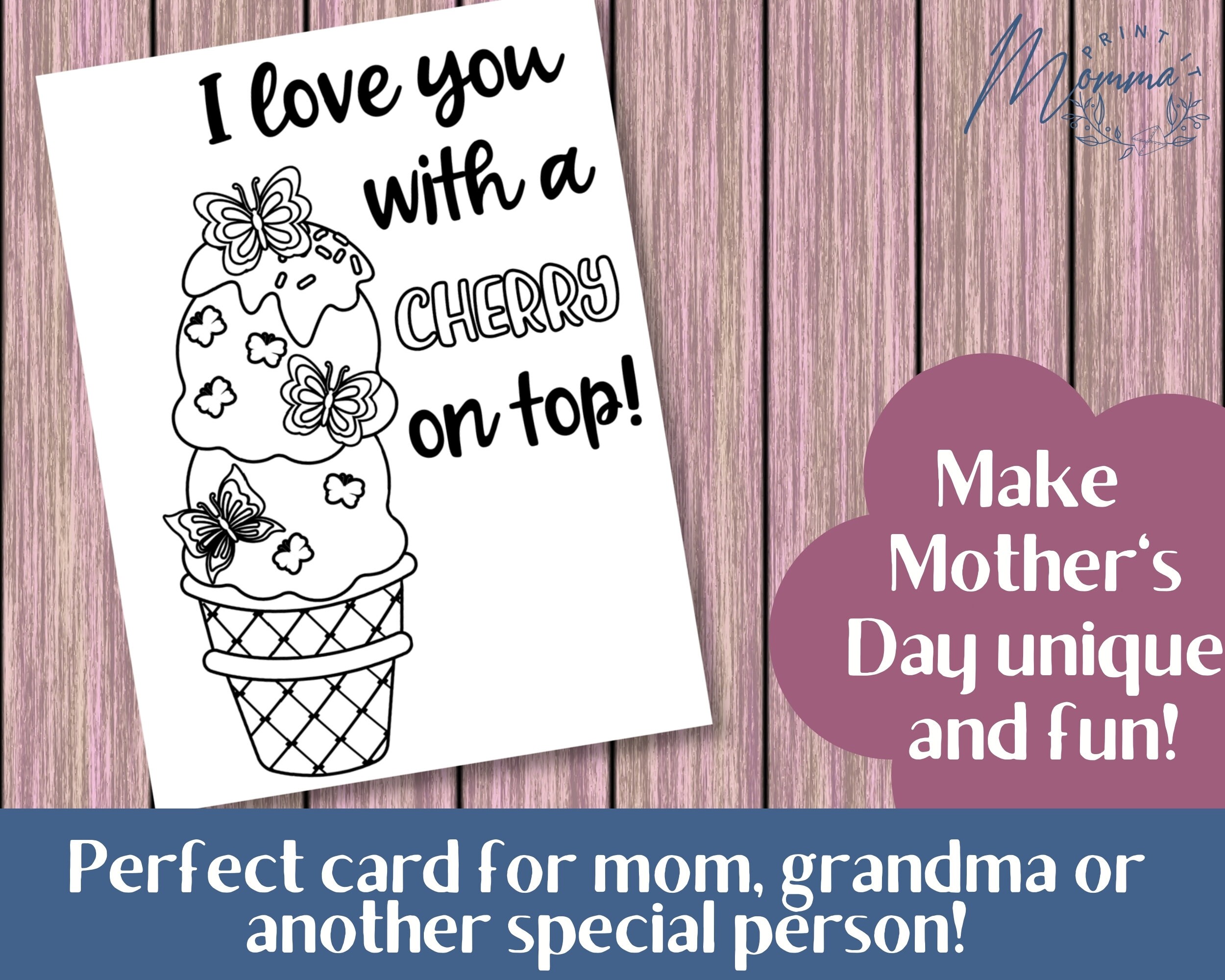 Mother's Day Coloring Card Printable Kids Coloring DIY - Etsy