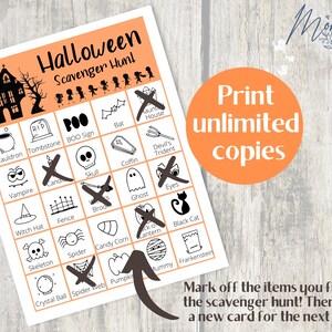 Halloween Scavenger Hunt Printable | Halloween Bingo Cards Digital ...
