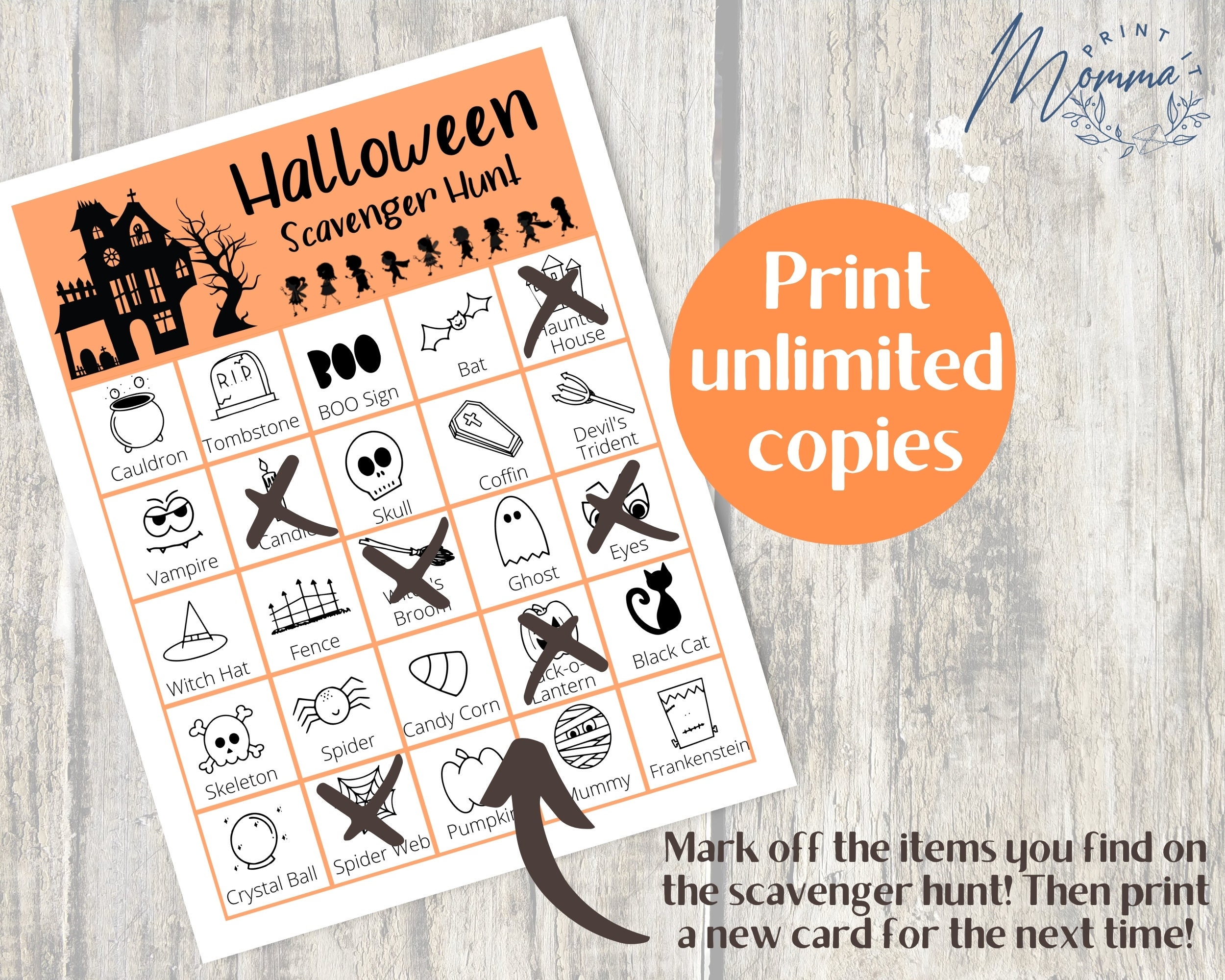 Halloween Scavenger Hunt Printable | Halloween Bingo Cards Digital ...