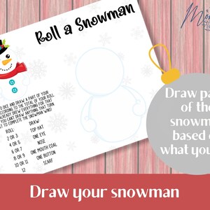 Roll a Snowman Game Printable | Roll a Snowman Drawing Game Digital ...
