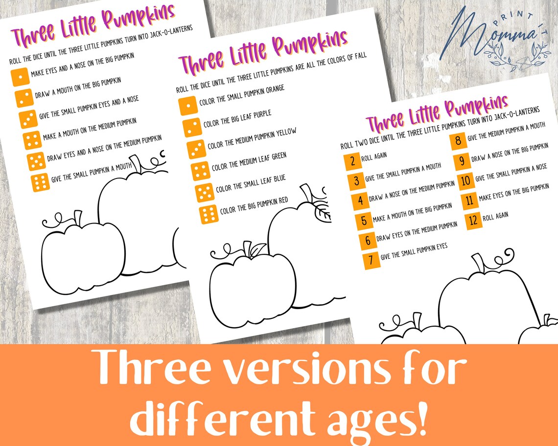 Halloween Dice Game Printable | Three Little Pumpkins Family Board Game ...