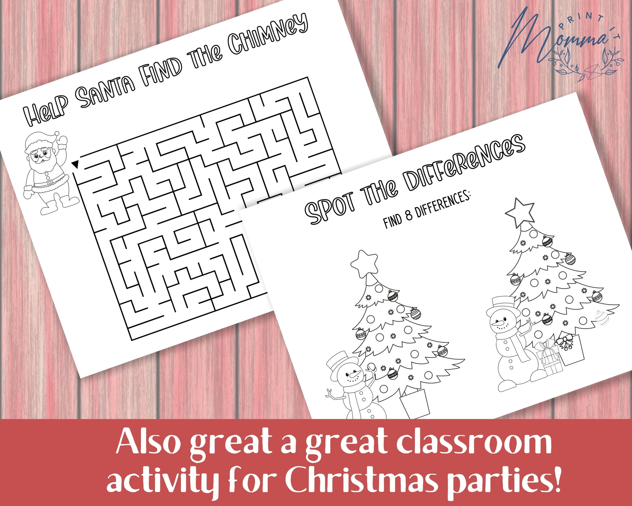 Christmas Coloring Activity Page Set Printable Christmas Dinner ...