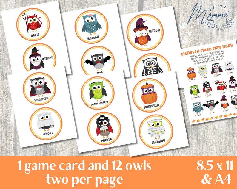 Scavenger Hunt Halloween Owls Printable Monster Mash Kids Activity ...