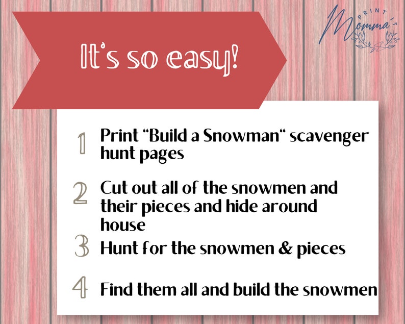 Build a Snowman Game Printable Snowman Scavenger Hunt Digital Download ...