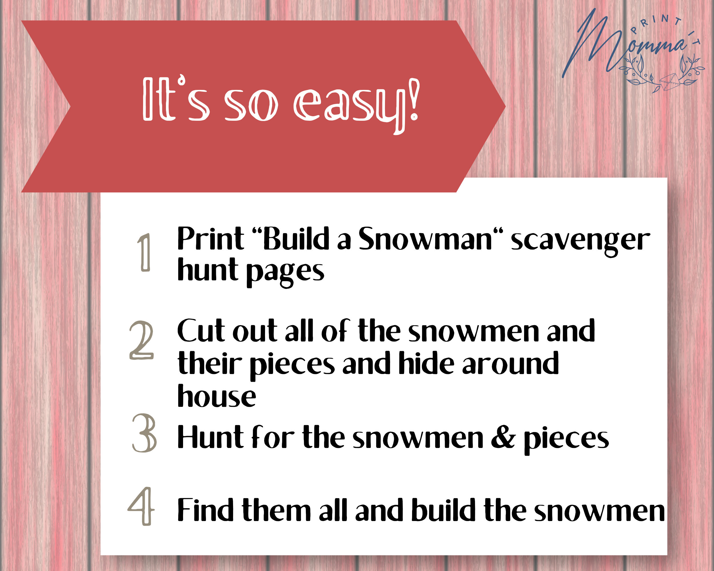 Build a Snowman Game Printable Snowman Scavenger Hunt Digital Download ...
