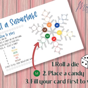Roll a Snowflake Game Printable | Christmas Snowflake Game Digital ...