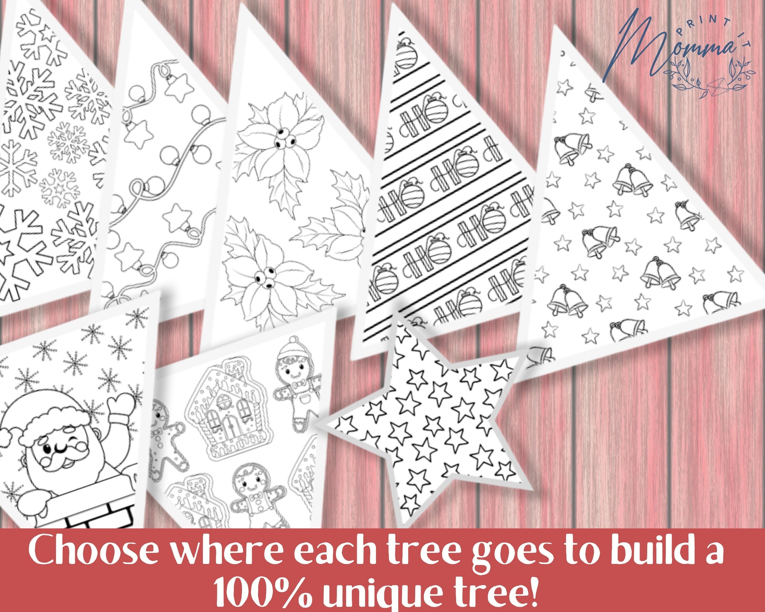 Christmas Tree Coloring Activity Printable Kids DIY Christmas Wall ...