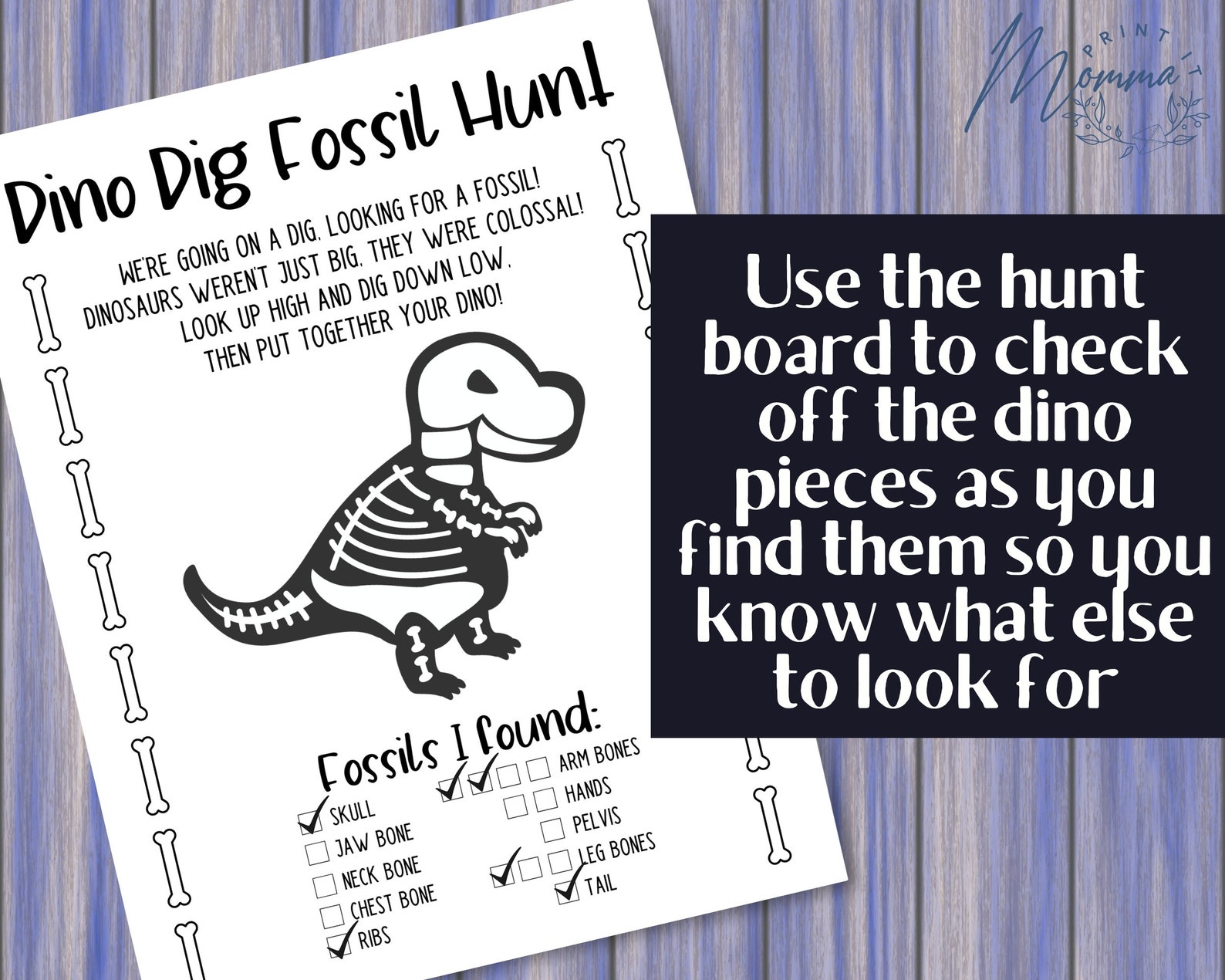 Scavenger Hunt for Dinosaur Fossils Printable Dino Dig Fossil Hunt ...