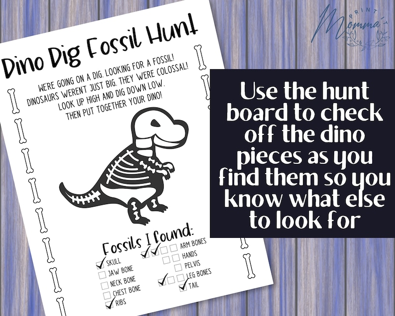 Scavenger Hunt for Dinosaur Fossils Printable Dino Dig Fossil Hunt ...