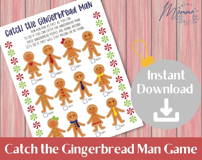 Catch the Gingerbread Man Game Printable Cookie Scavenger Hunt Digital ...