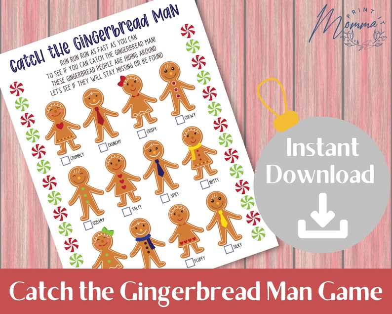 Catch the Gingerbread Man Game Printable | Cookie Scavenger Hunt ...