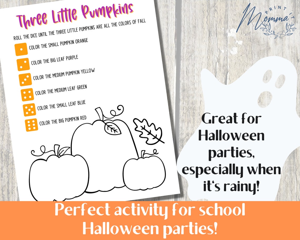 Halloween Dice Game Printable | Three Little Pumpkins Family Board Game ...
