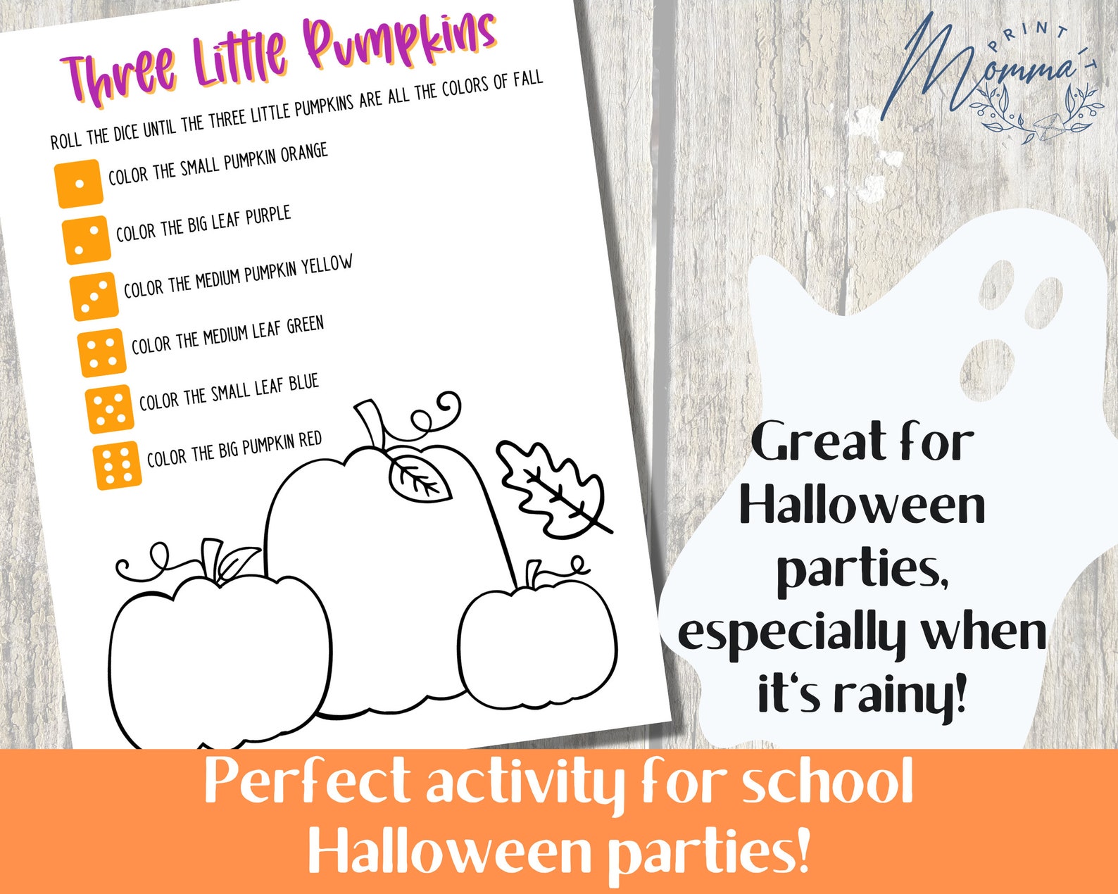 Halloween Dice Game Printable | Three Little Pumpkins Family Board Game ...