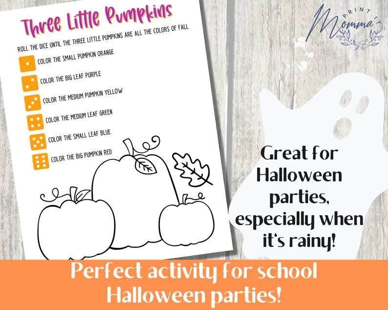 Halloween Dice Game Printable | Three Little Pumpkins Family Board Game ...