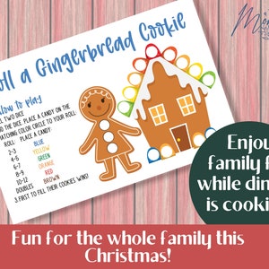 Roll a Gingerbread Cookie Game Printable | Christmas Gingerbread Man ...