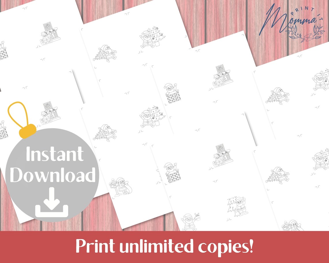 Christmas Santa Coloring Table Place Cards Set Printable - Etsy