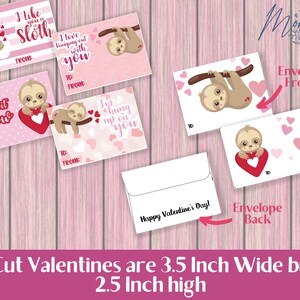 Valentine Cards and Envelopes Set Sloth Print at Home | DIY Kids Sloth ...