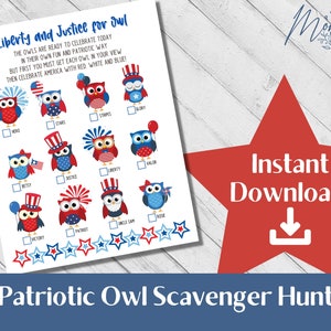 Scavenger Hunt Patriotic Owls Printable | 4th of July Kids Activity ...