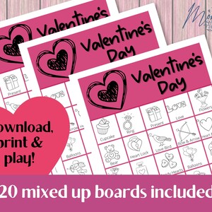 Valentine's Day Bingo Kit Printable | Kid's Valentine's Day Scavenger ...