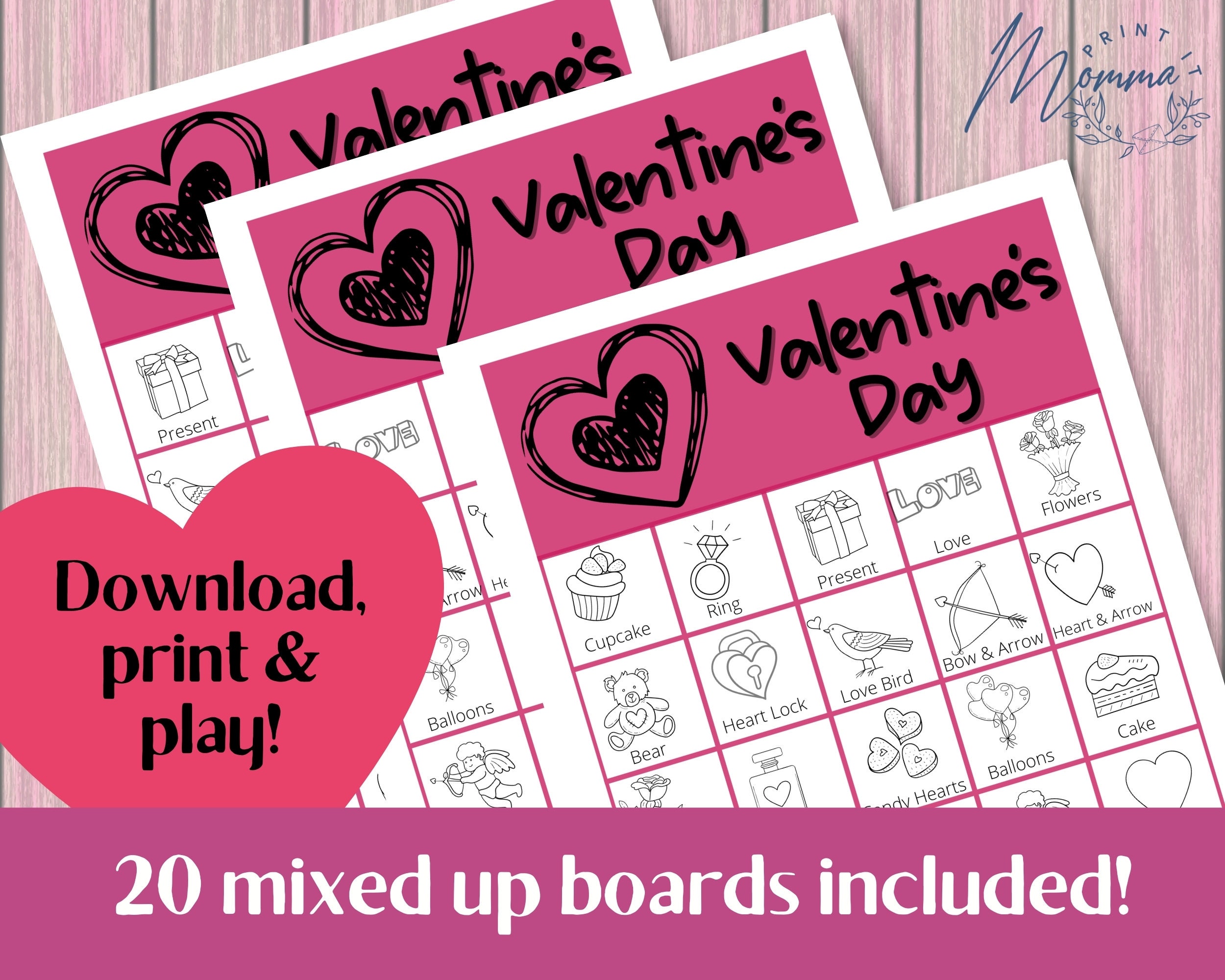 Valentine's Day Bingo Kit Printable | Kid's Valentine's Day Scavenger ...