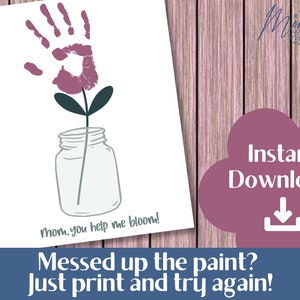 Mother's Day Flowers Gift From Kids Printable | Handprint Art Mom Gift ...