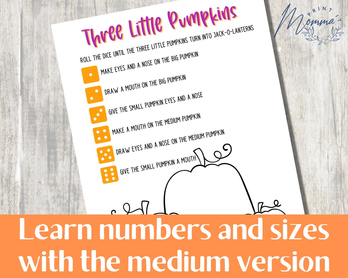 Halloween Dice Game Printable | Three Little Pumpkins Family Board Game ...