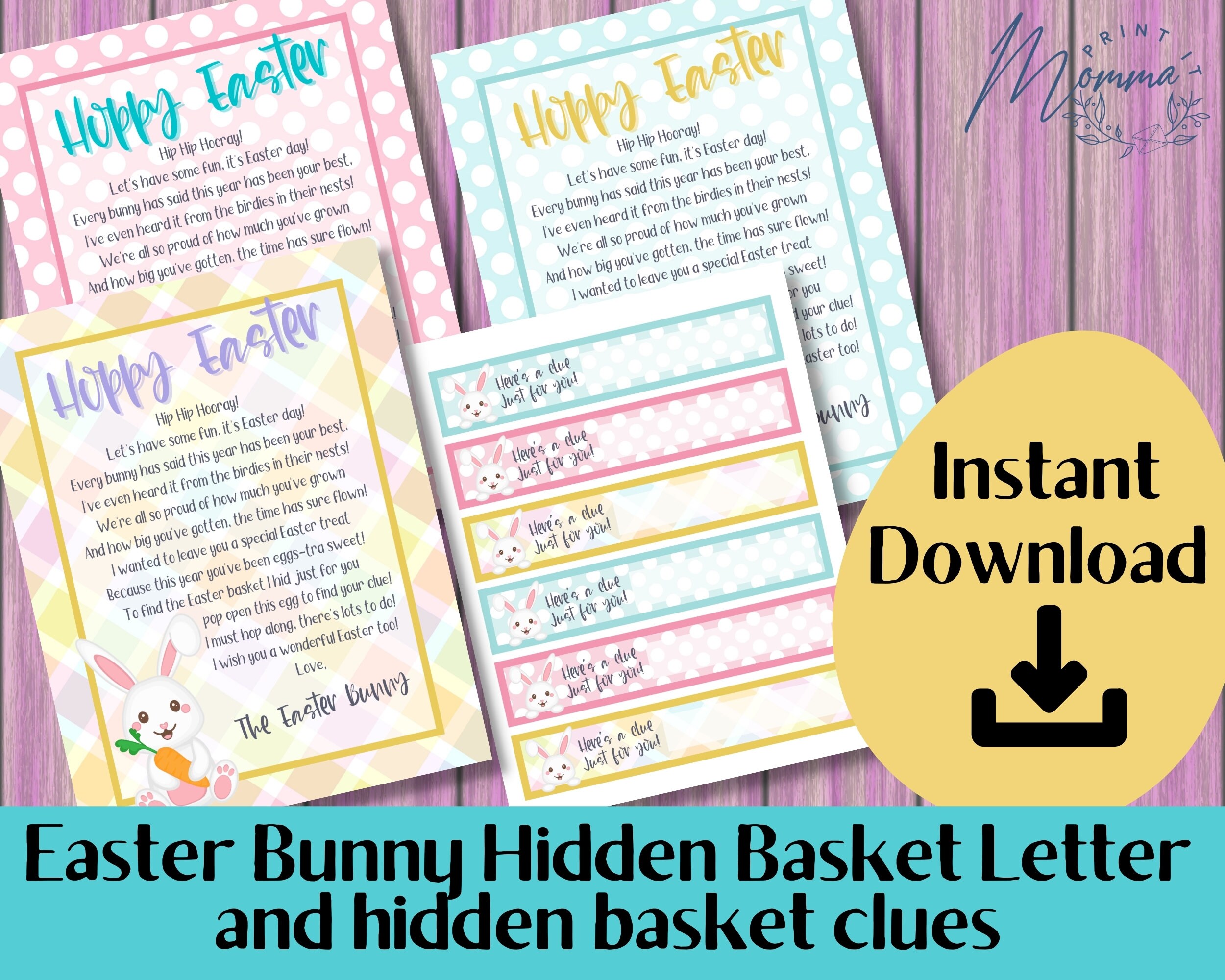 Easter Bunny Basket Letter and Clues Printable Easter Basket Scavenger ...