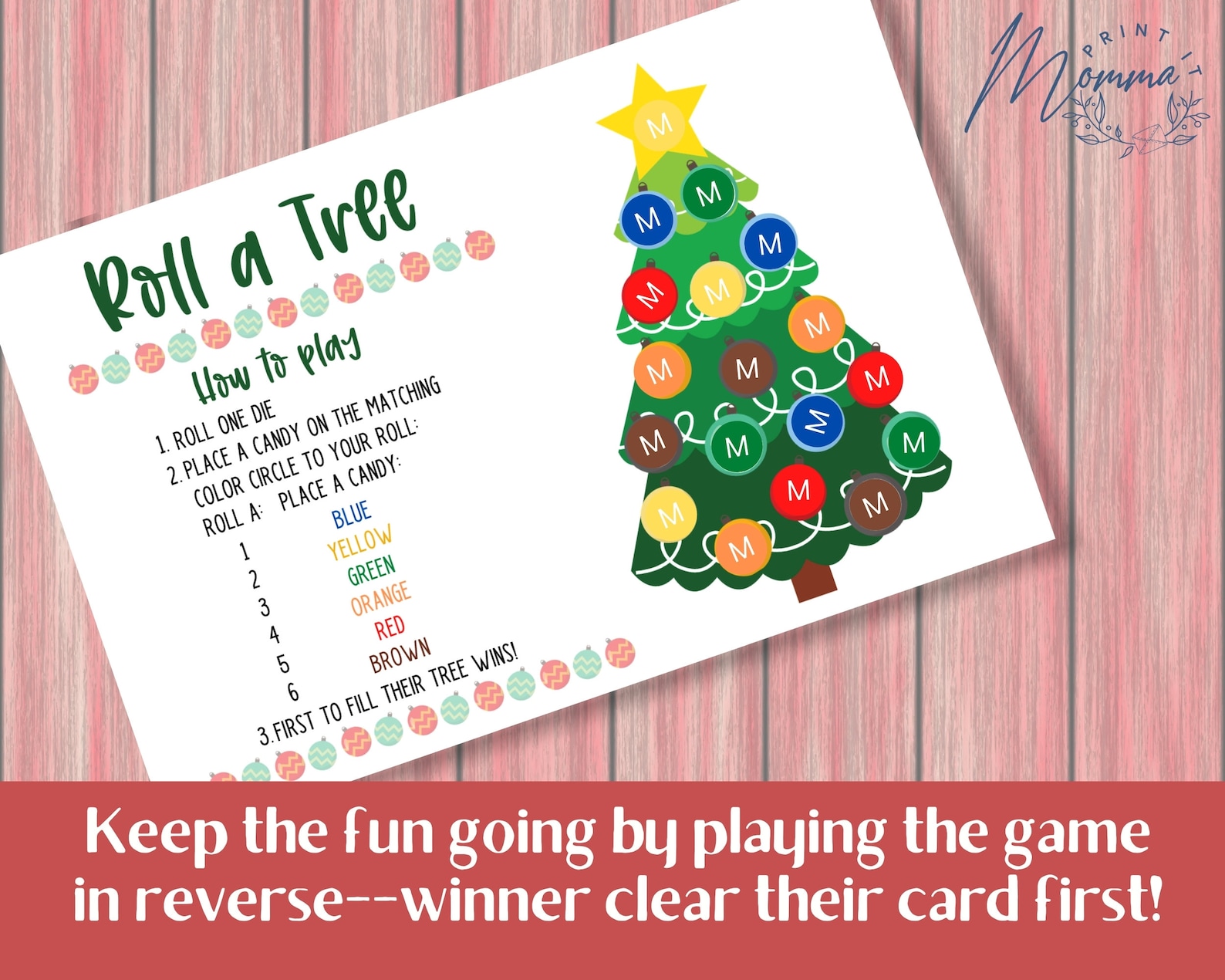 Roll a Christmas Tree Game Printable | Christmas Tree Game Digital ...