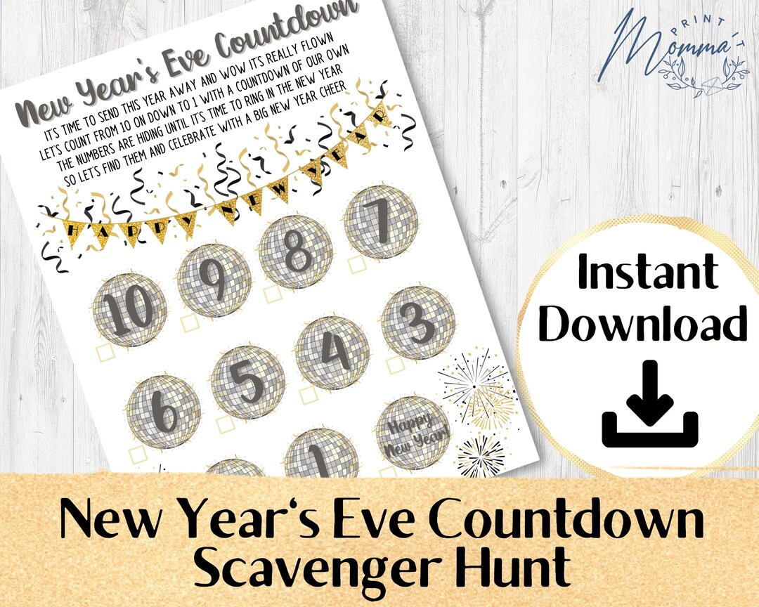 New Year's Eve Scavenger Hunt Game Printable | New Year's Eve Count ...