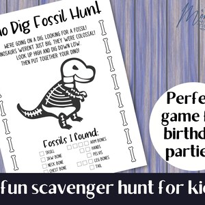 Scavenger Hunt for Dinosaur Fossils Printable | Dino Dig Fossil Hunt ...