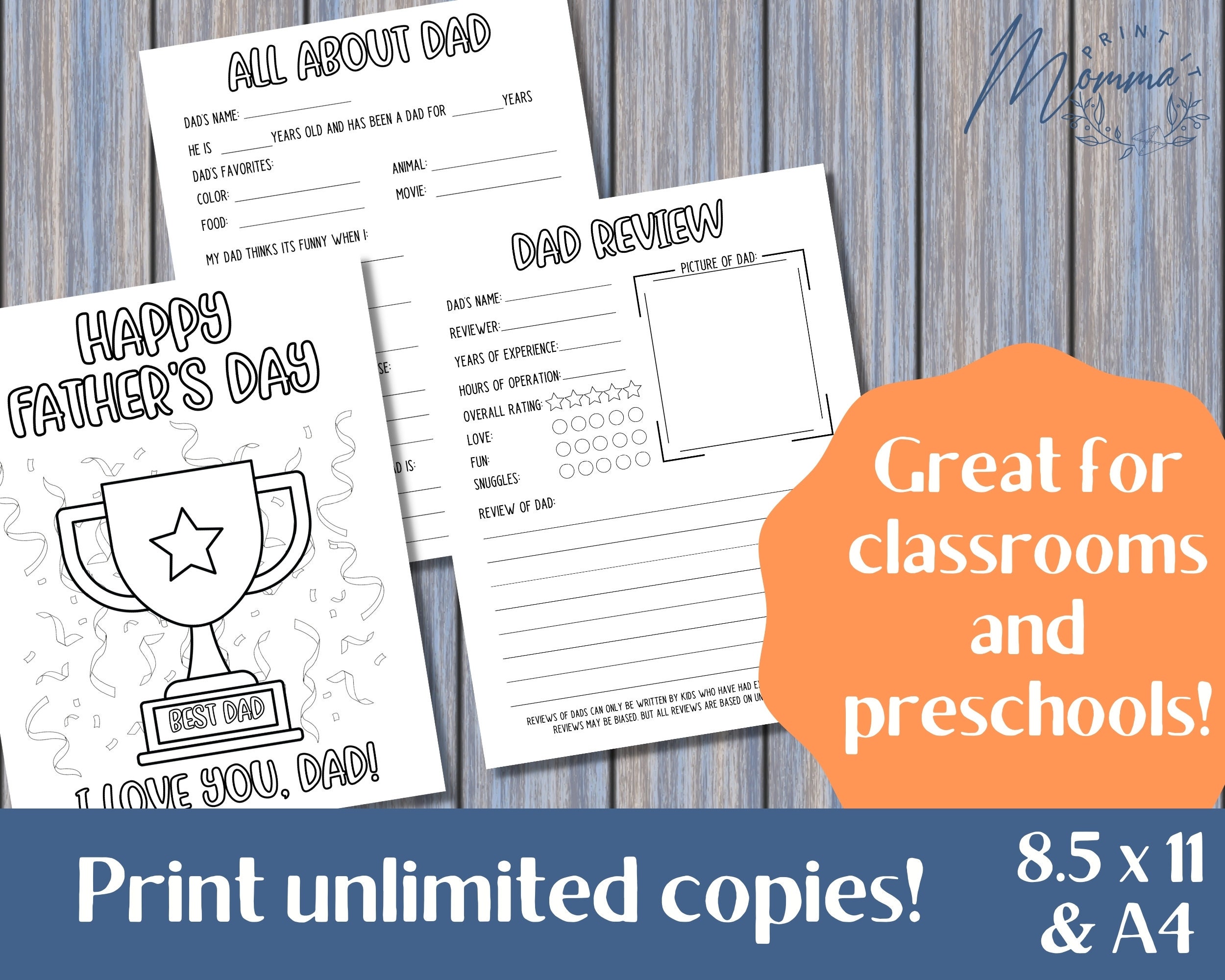 Father's Day Activity Pages Printable Father's Day - Etsy