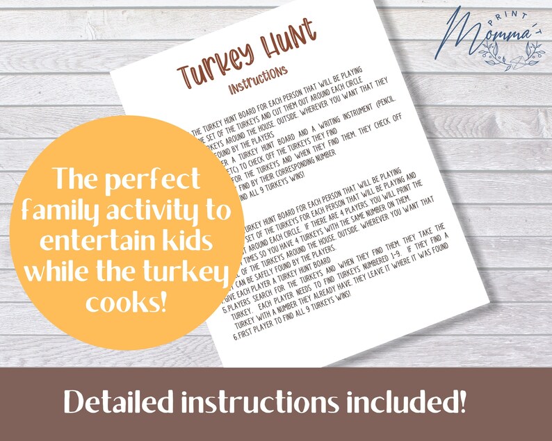 Turkey Hunt Game Printable | Thanksgiving Turkey Scavenger Hunt Digital ...