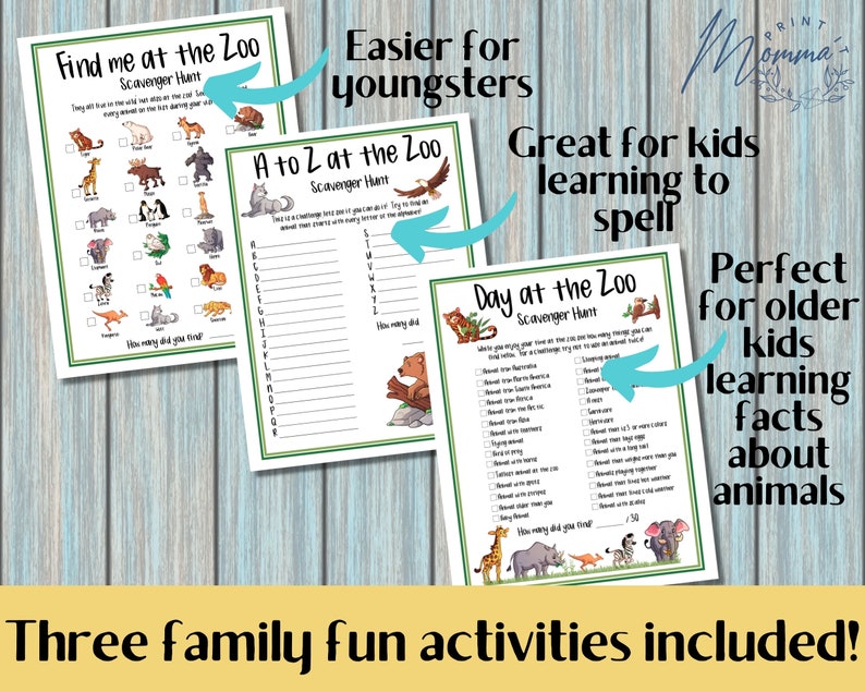 Zoo Scavenger Hunt Bundle Printable Family Zoo Trip Activity | Etsy