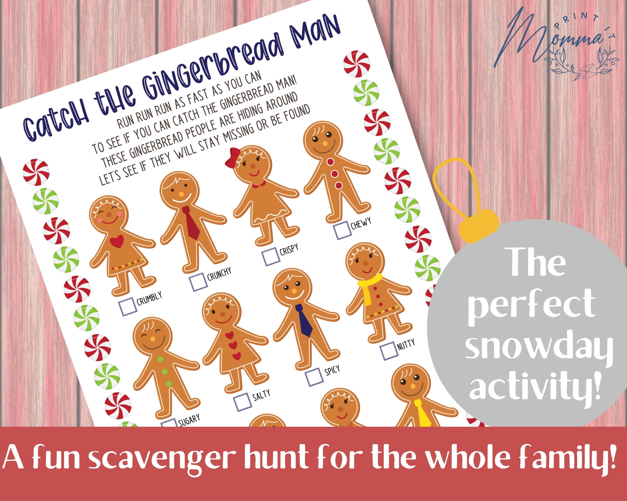 Catch the Gingerbread Man Game Printable | Cookie Scavenger Hunt ...