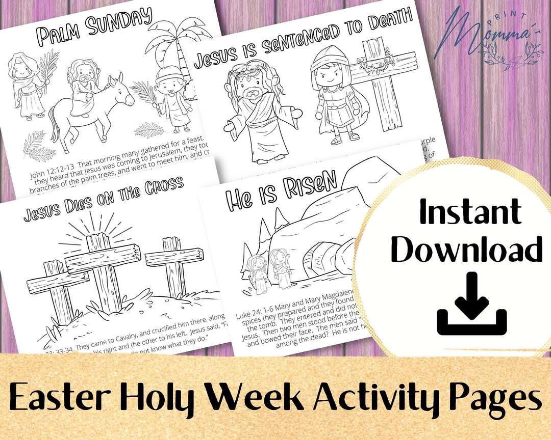 Easter Story Kids Activity Page Printable Holy Week Coloring Pages ...