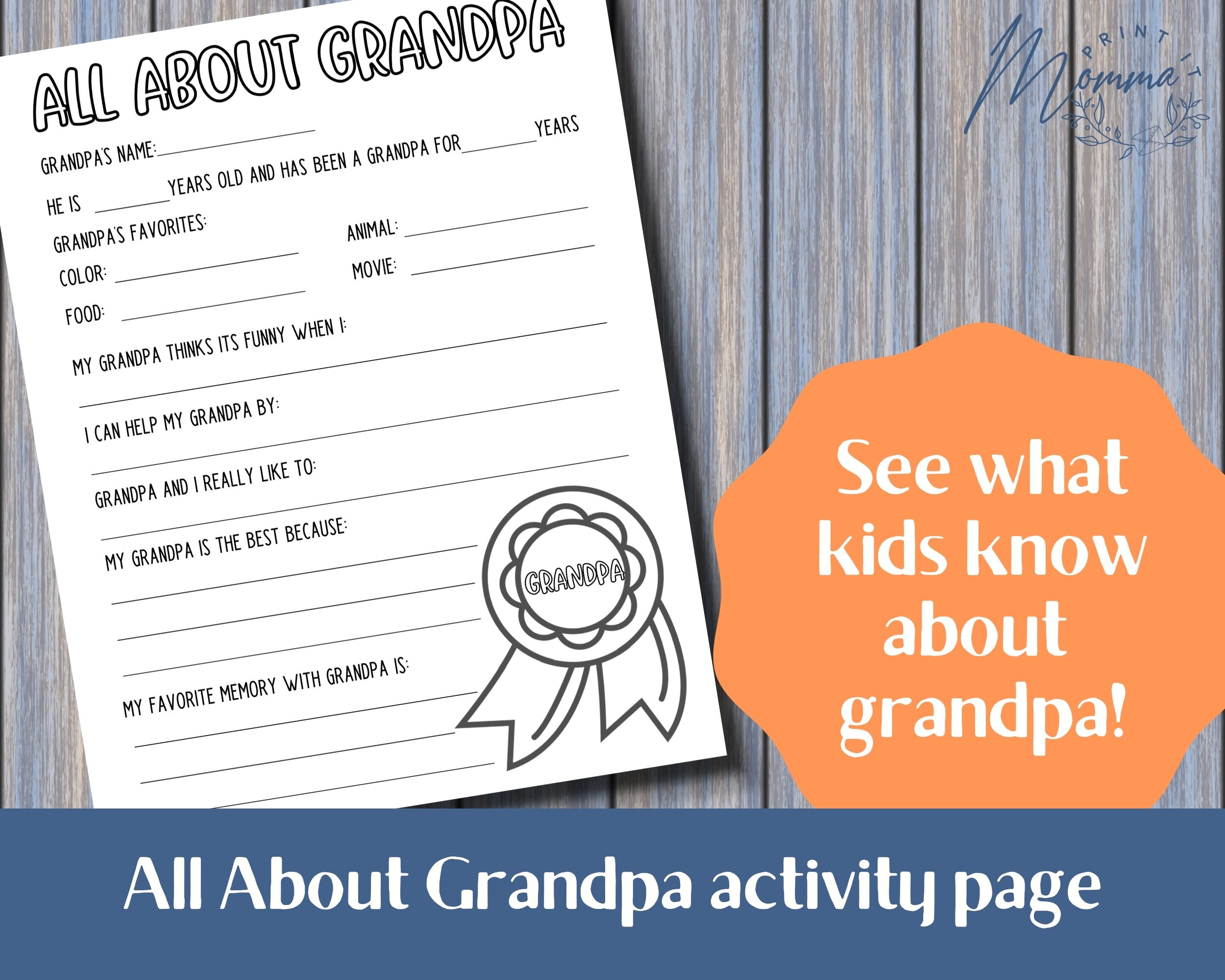 Father's Day Grandpa Activity Pages Printable | Father's Day Kids ...