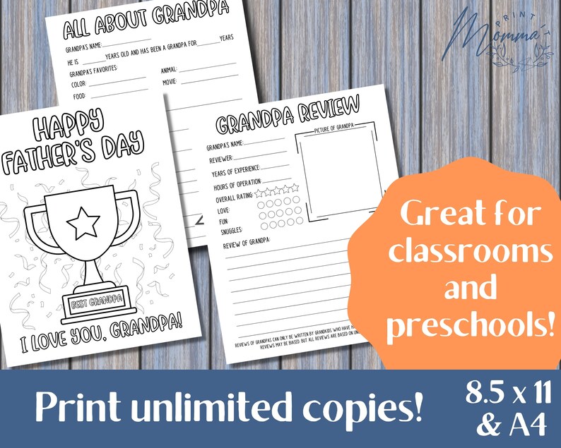 Father's Day Grandpa Activity Pages Printable | Father's Day Kids ...