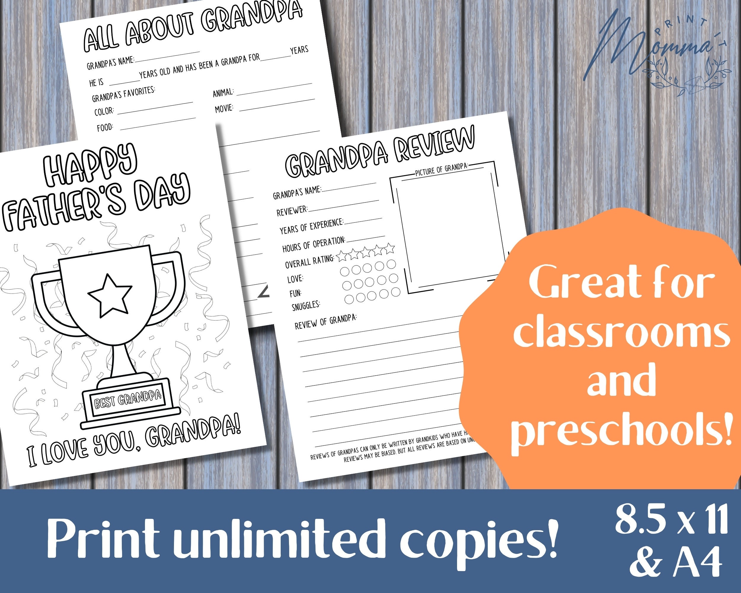 Father's Day Grandpa Activity Pages Printable | Father's Day Kids ...