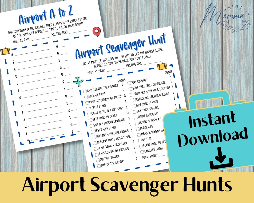 Airport Scavenger Hunt Bundle Printable | Family Vacation Activity ...